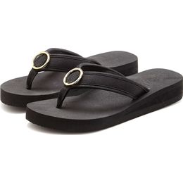 Lascana Damen Badezehentrenner "Sandale, Badeschuh, Pantolette, Badelatsche, Flip Flop, Sommerschuh", Gr. 37, schwarz, Obermaterial: 100%