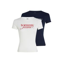 Tommy Jeans Damen T-Shirt &raquo;TJW 2PACK ESSENTIAL LOGO TEE&laquo; Packung, 2 Stk. mit Logodruck blau M (38)