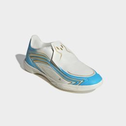 M&auml;dchen Fu&szlig;ballschuh "F50 MESSI LEAGUE KIDS, HALLENB&Ouml;DEN, OHNE SCHN&Uuml;RSENKEL", adidas Performance, Gr. 33, blau, Synthetik, Schuhe, f&uuml;r Hallenboden,