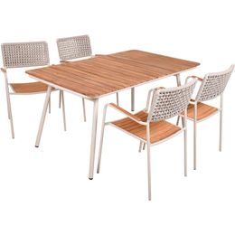 Garden Pleasure Garten-Essgruppe &raquo;CARMEL&laquo; Set, 5 tlg. einfache Montage braun Holz teilmassiv, Stahl B/H/T: 190cm x 84cm x 260cm