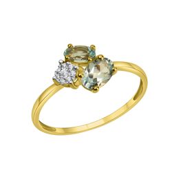 Diamonds by Ellen K. Damen Fingerring "375/- Gelbgold bicolor Blautopas und Zirkonia", 056 (17,8), Gold, gold, FASCINATION BY ELLEN K., Gold, Fingerringe