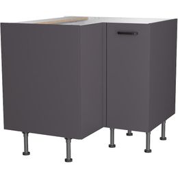 KOCHSTATION Unterschrank &raquo;KS-Paula&laquo; 90 x 90 cm breit, 87 cm hoch, mit 2 T&uuml;ren, 1 Einlegeboden anthrazit, B/H/T: 90cm x 87cm x 58,4cm, T&uuml;ren: 2 Stk.