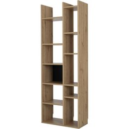 B&uuml;cherregal &raquo;CRAFT&laquo; B&uuml;cherregal mit 4 Regalb&ouml;den und 6 Ablagefl&auml;chen braun Holzwerkstoff B/H/T: 75cm x 209cm x 35cm, 10 Stk. offene F&auml;cher