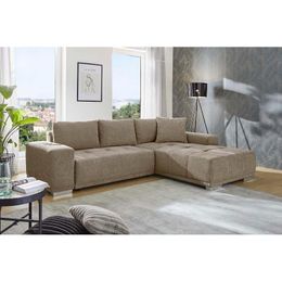 Jockenh&ouml;fer Ecksofa &raquo;Luciano L-Form, B: 282 cm&laquo; mit Schlaffunktion, Bettkasten, induktive Ladestation & USB-Anschluss braun Korpus: 95% Polyester, 5% Nylon;Kissen
