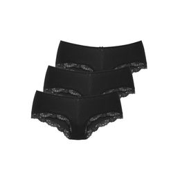 Lascana Damen Panty, Gr. 36, schwarz, Jersey, Obermaterial: 95% Baumwolle, 5% Elasthan. Spitze: 87% Polyamid, 13% Elasthan, unifarben, Unterhosen,