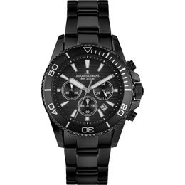 Jacques Lemans Herren Chronograph &raquo;Liverpool Diver&laquo; Quarzuhr, Armbanduhr, Herrenuhr, Edelstahlarmband, analog, Tag schwarz Einheitsgr&ouml;&szlig;e