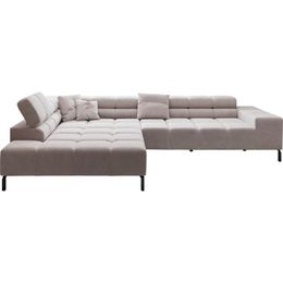 Home Affaire Ecksofa &raquo;Ancona New, wahlweise motorische Sitztiefenverstellung, auch in Cord&laquo; feine Steppung, mit Kopfteilverstellung, 3 Zierkissen, L-