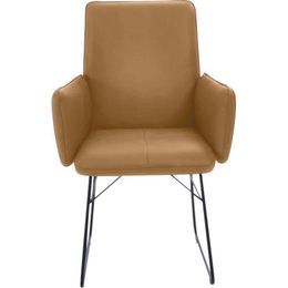 K+w Komfort & Wohnen K+W Komfort & Wohnen Armlehnstuhl () 1 Stk.Drahtkufengestell in Metall schwarz, Griff am R&uuml;cken, Steppung im Sitz gelb B/H/T: 61cm x 91cm x 62cm, 1 
