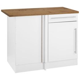 KOCHSTATION Eckunterschrank &raquo;KS-Samos&laquo; mit Metallgriff wei&szlig; wei&szlig;, B/H/T: 110cm x 85cm x 60cm, Schubladen: 1 Stk. T&uuml;ren: 1 Stk.