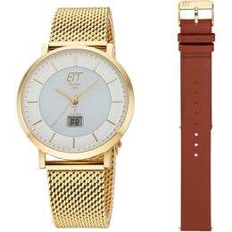 ETT Herren ETT Funkuhr &raquo;Atacama&laquo; Armbanduhr, Herrenuhr, Datum, Solar, ideal auch als Geschenk gold Einheitsgr&ouml;&szlig;e