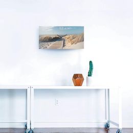 Artland Wanduhr &raquo;Nordseestrand auf Langeoog - Steg&laquo; wahlweise mit Quarz- oder Funkuhrwerk, lautlos ohne Tickger&auml;usche beige B/H/T: 60cm x 30cm x 0,3cm, 
