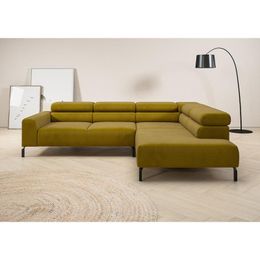 Home Affaire Ecksofa &raquo;Antonelli, L-Form, inkl. Kopfteilverstellung, Breite 276 cm&laquo; ohne Sitztiefenverstellung, in Feincord, pistachio gr&uuml;n 95% 