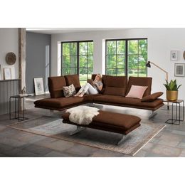 W.Schillig Ecksofa &raquo;broadway, Designsofa, mit tollem Sitzkomfort, L-Form&laquo; Sitztiefenverstellung, Kopfteil- & Seitenteilverstellung, Breite 284cm braun