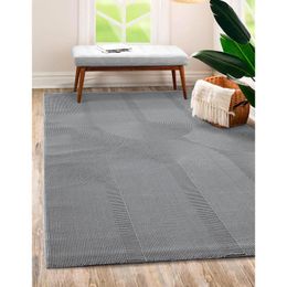 MERINOS Teppich &raquo;Sign 1904&laquo; rechteckig 12 mm H&ouml;he Hoch Tief Struktur, Geometrisch, 100% recyceltem Polyester, Wohnzimmer grau Polyester B : 120cm 1 
