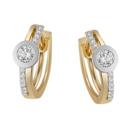 Firetti Damen Paar Creolen &raquo;Schmuck Geschenk Gold 585 Ohrschmuck Ohrringe Kreis rund Bicolor&laquo; mit Brillanten gold 0,26, 0,26 SI = kleine Einschl&uuml;sse, 