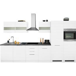 KOCHSTATION K&uuml;chenzeile &raquo;KS-Luhe&laquo; 360 cm breit, wahlweise mit oder ohne E-Ger&auml;ten, gefr&auml;ste MDF-Fronten wei&szlig; B/H/T: 360cm x 60cm, inkl. E-Ger&auml;te (