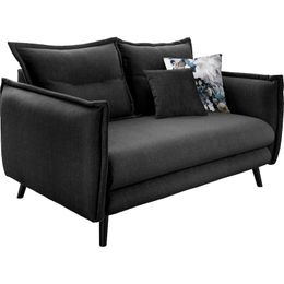 Home Affaire 2-Sitzer &raquo;Lazio, 162 cm breit, modern und bequem&laquo; Velours, Kissen: Microfaser, inkl. R&uuml;cken- und Zierkissen grau 100% Polyester;