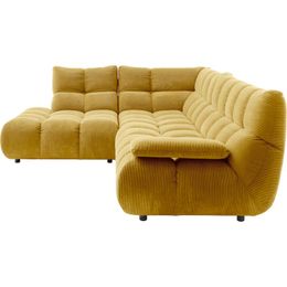 Home Affaire Ecksofa &raquo;Cozy Bubble, mit klappbarer Armlehne, Breite 324 cm&laquo; mit eleganter Steppung, Rundumbezug & weicher Polsterung gelb 95% Polyester