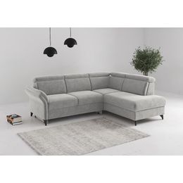Sit & More sit&more Ecksofa &raquo;Glendale, L-Form&laquo; inkl. Kopfteilverstellung, wahlweise mit Vorziehsitz und Bettkasten grau 100% Polyester B/H/T: 247cm x 84cm x 