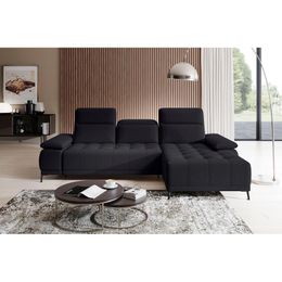 WERK2 Ecksofa &raquo;Focus-S 277 x 177 cm modern und bequem&laquo; Luxus-Microfaser weich, L-Form, XXL, elektrische Sitztiefenverstellung schwarz 92% Polyester, 8