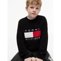 Tommy Hilfiger Jungen Strickpullover "HERITAGE FLAG", schwarz, Gr. 86, unifarben, Strick, Obermaterial: 60% Baumwolle, 40% Polyacryl, Pullover,