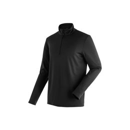 Maier Sports Herren Fleecepullover "Felix", schwarz, Gr. 48, 100% Polyester, Sweatshirts, Herren Fleece, funktioneller Midlayer, Half-Zip, Regular Fit