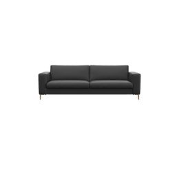 FLEXLUX 3-Sitzer &raquo;Fiore, super Sitzkomfort durch Kaltschaum im Sitz&laquo; breite Armlehnen, F&uuml;&szlig;e Alu+ Eiche schwarz 100% Echteder B/H/T: 229cm x 85cm x 