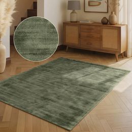 vikosa Teppich &raquo;Noemi&laquo; rechteckig 10 mm H&ouml;he Dezenter Glanz, Weich, Seidenoptik, Viskose, Wohnzimmer, Schlafzimmer gr&uuml;n Viskose B : 80cm 1 Stk., 10mm,