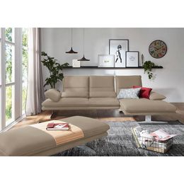 W.Schillig Ecksofa &raquo;broadway, Designsofa mit tollem Sitzkomfort, L-Form&laquo; Sitztiefenverstellung, Kopfteil- & Seitenteilverstellung, Breite 291cm braun 