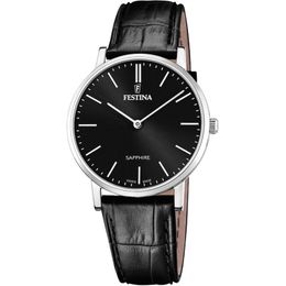 Festina Herren Quarzuhr &raquo;Swiss Made Collection&laquo; Armbanduhr, Herrenuhr, Damenuhr, Lederband, Saphirglas, Swiss Made schwarz Einheitsgr&ouml;&szlig;e