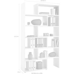 FMD Eckregal &raquo;Calvi, Regal&laquo; variable aufstellbar - Eckl&ouml;sung oder gerade aufstellbar braun Holzwerkstoff B/H/T: 84cm x 221,5cm x 40cm, 11 Stk.