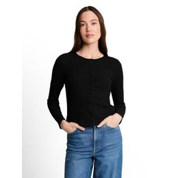 Damen Cardigan, schwarz, Gr. M, Tom Tailor Denim, unifarben, Feinstrick, Obermaterial: 58% Baumwolle, 38% Polyester, 4% Elasthan, Strickjacken, mit