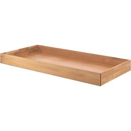 Vipack Bettschubkasten Made in Europe, mit Rollenf&uuml;hrung, 90x90cm, auch als Stauraum nutzbar, Eiche ge&ouml;lt braun Massivholz B/H/T: 195,2cm x 17,5cm x 94cm