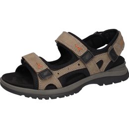 Waldl&auml;ufer WALDL&Auml;UFER Herren Sandalette "H-Taro", Gr. 8,5, beige, Nubukleder, Textil, unifarben mit Farbeinsatz, Schuhe, Outdoorsandale, Klettsandale in