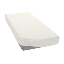 Elegante Spannbettlaken &raquo;Mako-Jersey&laquo; in hochwertiger Qualit&auml;t mit Elasthan-Anteil wei&szlig; Mako-Jersey, Obermaterial: 97% Baumwolle, 3% Elasthan 1 Stk., Mako-