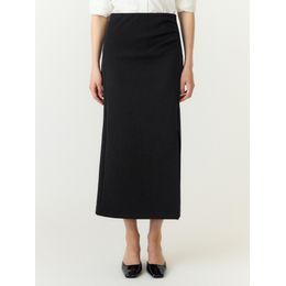 Y.A.S Damen Maxirock "YASPINA HW LONG SKIRT NOOS", schwarz, Gr. XL, unifarben, Web, Obermaterial: 80% Baumwolle, 15% Polyester, 5% Elasthan, R&ouml;cke,