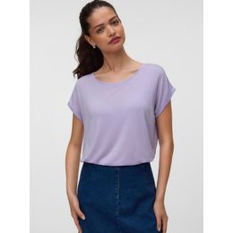 V&eacute;ro Moda VERO MODA Damen T-Shirt "VMAVA PLAIN SS TOP JRS NOOS", lila, Gr. M, unifarben, Jersey, Obermaterial: 95% Lyocell, 5% Elasthan, Shirts, Materialmix,