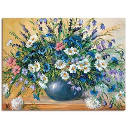 Artland Wandbild &raquo;Vase mit Kornblumen&laquo; Blumen 1 Stk. tlg. als Leinwandbild, Poster in verschied. Gr&ouml;&szlig;en wei&szlig; Leinwand B/H/T: 40cm x 30cm, Leinwandbild Blumen 