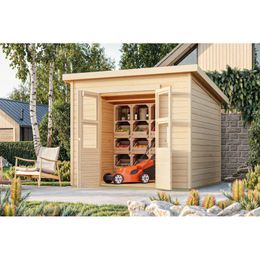 Konifera Gartenhaus &raquo;Akamaru 6&laquo; beige Massivholz Fu&szlig;boden im Gartenhaus, Dachfolie