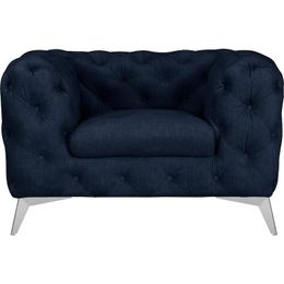 Home Affaire Chesterfield-Sessel &raquo;Glynis Sessel&laquo; aufw&auml;ndige Knopfheftung, moderne Chesterfield Optik, Fu&szlig;farbe w&auml;hlbar blau Struktur (100% Polyester);