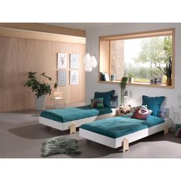 Vipack Kinderbett &raquo;Modulo&laquo; Made in Europe, Jugendbett, Einzelbett, Stapelbett mit F&uuml;&szlig;en in Pfeiloptik wei&szlig; Liegefl&auml;che L&auml;nge B: 200cm x 90cm, 2 Einzel-/