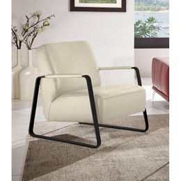 W.Schillig Cocktailsessel &raquo;quadroo Loungesessel,&laquo; mit bezogenen Armlehnen, Gestell in Schwarz pulverbeschichtet beige Velourgewebe V41 (100% Polyester