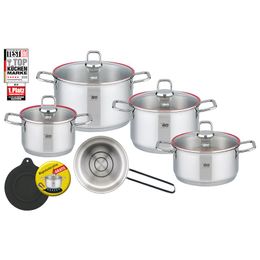 ELO Topf-Set &raquo;Excellent&laquo; Set, Bratentopf &Oslash; 20 cm, je 1 Fleischtopf &Oslash; 16/20/24 cm, Kasserolle &Oslash; 16 cm, 6 Stk. tlg. Edelstahl 18/10 silber H&ouml;he 28cm