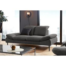 W.Schillig 2-Sitzer &raquo;enjoy&MORE&laquo; Sitztiefenverstellung, F&uuml;&szlig;e schwarz pulverbeschichtet, Breite 202 cm grau Chenille-Flachgewebe R66 (85% Polyester, 15