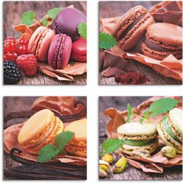 Artland Leinwandbild &raquo;Macarons&laquo; S&uuml;&szlig;speisen 4 Stk. tlg. 4er Set, verschiedene Gr&ouml;&szlig;en braun Leinwand, MDF B/H/T: 30cm x 30cm, Leinwandbild S&uuml;&szlig;speisen 