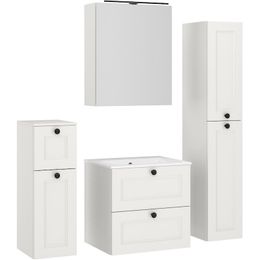 Nobilia Badm&ouml;bel-Set &raquo;Cascada&laquo; Set, mit Waschbecken, inkl. Spiegelschrank mit Beleuchtung, 4 Stk. tlg. wei&szlig; B/H/T: 140cmcm x 169cmcm x 48,7cmcm