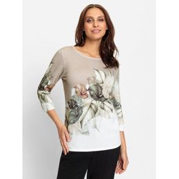 WITT WEIDEN 3/4-Arm-Pullover in ecru-schlamm-bedruckt | Gr.: 40