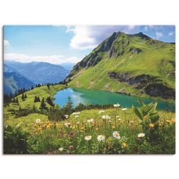 Artland Leinwandbild &raquo;Seealpsee&laquo; Berge 1 Stk. tlg. auf Holzrahmen gespannt gr&uuml;n Leinwand B/H/T: 60cm x 45cm, Leinwandbild Berge Querformat, 1 Stk.
