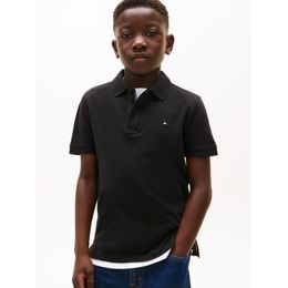 Tommy Hilfiger Jungen Poloshirt "FLAG POLO SS"schwarz, Gr. 86, unifarben, Single Jersey, Obermaterial: 100% Baumwolle, Shirts, mit Logostickerei