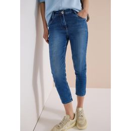 Cecil Damen Slim-fit-Jeansdunkelblau wash, Gr. 31, unifarben, Jeans, 78% Baumwolle, 20% Polyester, 2% Elasthan, Jeans, in 3/4-L&auml;nge